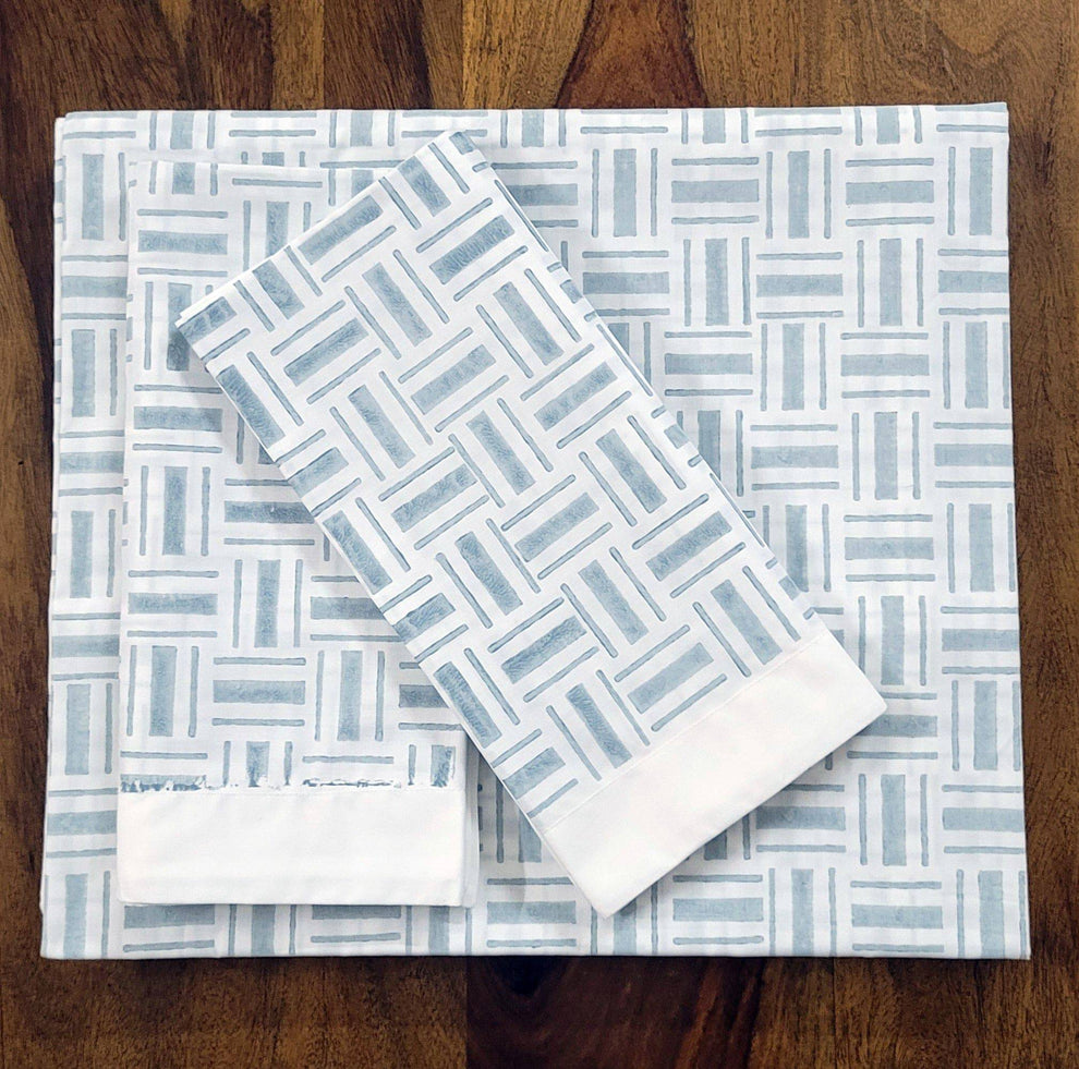 Bed Sheet Hand Block Printed - Crossroads | LOVE FOR WHITE